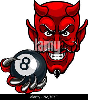 Devil Angry Pool 8 Ball Billiards Mascot Cartoon Stock Vector Image ...