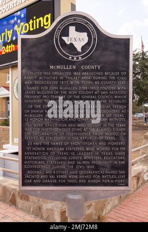 Tilden, Texas, USA - October 14, 2022: Plaque tells the history of McMullen County Stock Photo ...