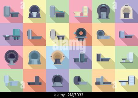 Magnetic resonance tomography icons set outline vector. Medical ct scan ...