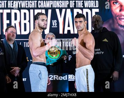 Karol Itauma during the weigh in at BOXPARK Wembley, London. Picture ...