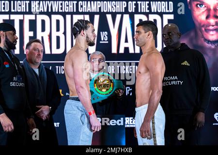 Karol Itauma during the weigh in at BOXPARK Wembley, London. Picture ...