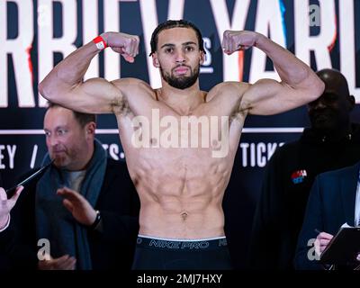 Karol Itauma during the weigh in at BOXPARK Wembley, London. Picture ...