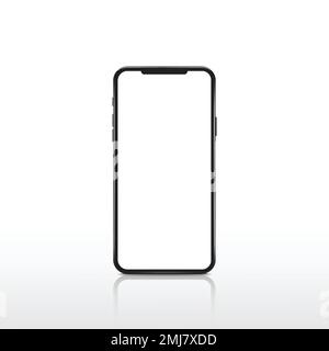 Modern realistic white smartphone. Cellphone frame with blank display ...