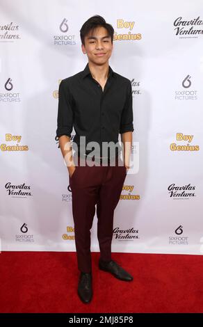 Nigel Suarez attends the LA Premiere of "Boy Genius" at the Arena ...