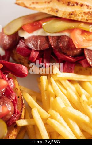 Kumru is a Turkish sandwich on a bun, typically with cheese, tomato ...