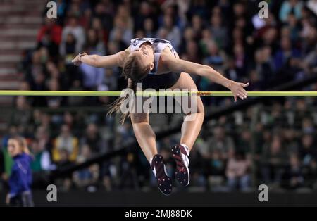 Karyna Demidik (Belarus). High Jump Women finals. IAAF World Athletics ...