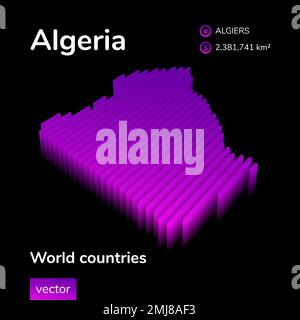 Algeria map in dark color, oval map with neighboring countries. Vector ...