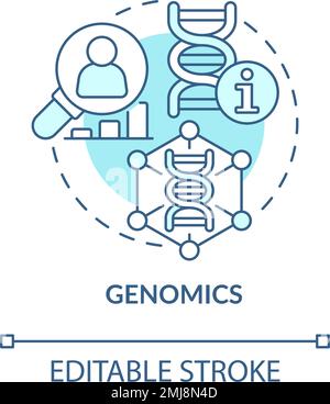 Genomics vector round blue concept outline illustration on dark ...