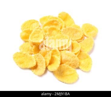 Tasty crispy corn flakes isolated on white Stock Photo - Alamy