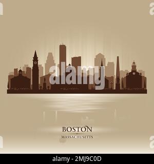 Boston Massachusetts city skyline vector silhouette illustration Stock ...