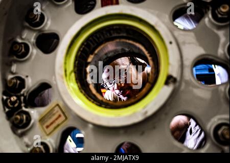 The four-wheel main landing gear of a Convair B-36. Each main wheel has ...