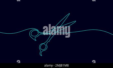 Continuous linear drawing of scissors. Single line drawing of scissors ...