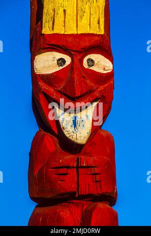 Decorative native Totem Poles in Stanley Park, Vancouver, Canada Stock ...