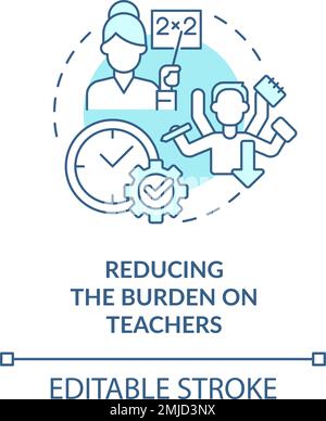 Reducing burden on teachers blue gradient concept icon Stock Vector ...