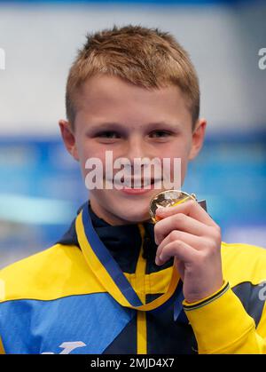 Ukraine's Oleksii Sereda, 13 year old, competes on his way to win the ...