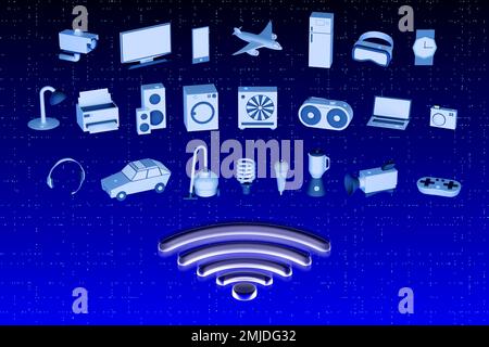 Internet of things (IoT) logo, computer illustration. The internet of ...