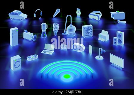 Internet of things (IoT) logo, computer illustration. The internet of ...