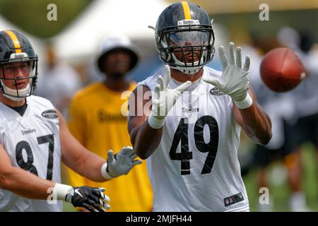 Pittsburgh Steelers tight ends Kevin Rader (87), Pat Freiermuth (88 ...