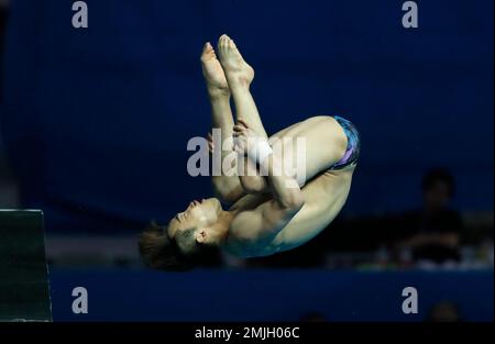 Woo Haram of South Korea competes during the men's 1m springboard ...