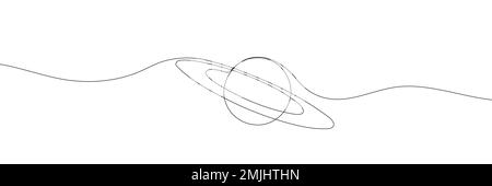 Continuous one line drawing Saturn Planet. Solar system. Vector Stock ...