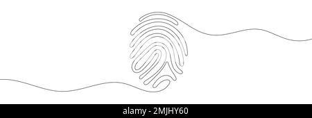 Linear drawing of a fingerprint. Continuous line drawing of biometric ...