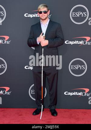 Jake Olson arrives at the ESPY Awards on Wednesday, July 10, 2019, at ...