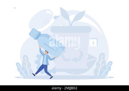 Sustainability illustration set. Characters reducing food waste, buying ...