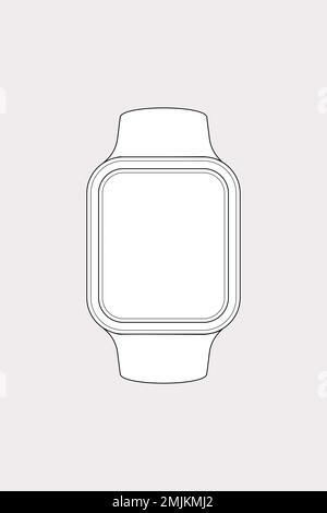 Smartwatch outline, health tracker device vector illustration Stock ...
