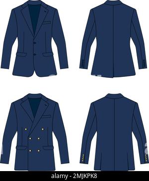 Double breasted suit jacket vector template illustration set Stock ...