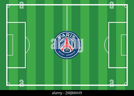 The emblem of Paris Saint-Germain Football Club. PSG. Engraving print ...