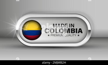 Made in Colombia label icon emblem isolated on white background. Vector ...