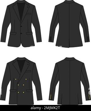 Double breasted suit jacket vector template illustration | black Stock Vector Image & Art - Alamy