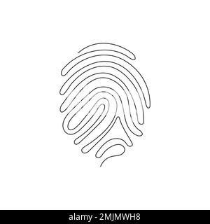 Linear drawing of a fingerprint. Continuous line drawing of biometric ...