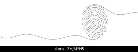 Linear drawing of a fingerprint. Continuous line drawing of biometric ...