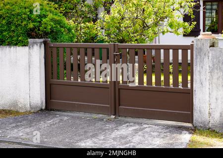 portal home brown dark metal aluminum house gate garden access door ...