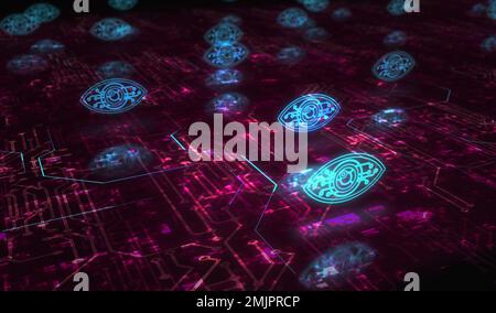 Cyber eye espionage big brother hacking spy and intelligence symbol ...