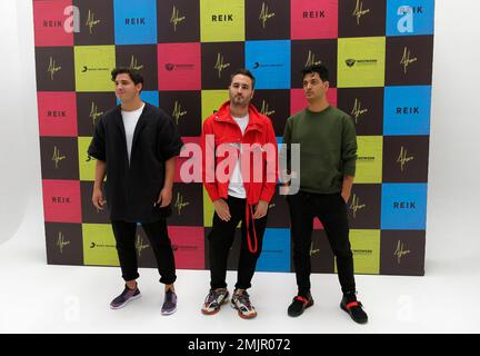 Members of the Mexican pop band Reik, from left to right, Julio Ramirez ...