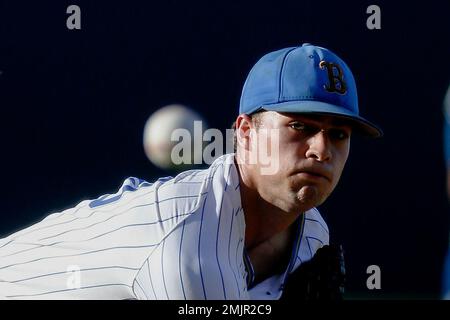 UCLA's Nick Nastrini (30) throws to a Michigan batter during an NCAA ...