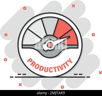 Productivity icon in comic style. Process strategy cartoon vector ...