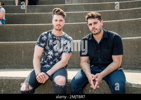 Justin Tessier, left, and Tarek Jafar of The Blue Stones perform at the ...