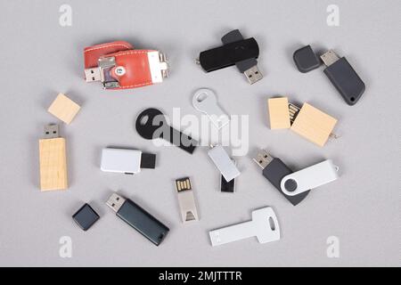 batch of multiple usb key flash drive black and grey for template and ...