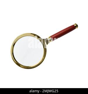 Stylish classic magnifying glass isolated on white Stock Photo - Alamy