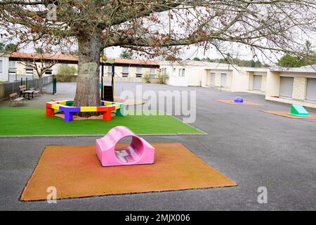 Preschool building schoolyards exterior with school playground Stock ...