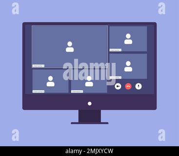 Video call program window. UI UX template for video conferencing and ...