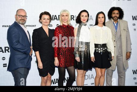 "Snowpiercer" cast members, from left, Graeme Manson, Alison Wright ...