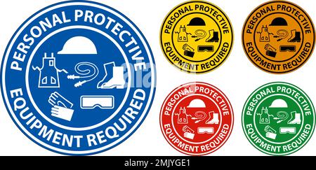 Floor Sign, Personal Protective Equipment Required Stock Vector Image ...