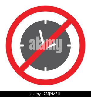 Clock with prohibition sign, no time, deadline lineal icon. Time ...