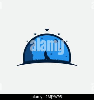 Silhouette dog mountain logo emblem design template. Vector ...