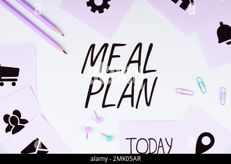 Hand writing sign Meal Plan. Business concept arrangement scheme of ...