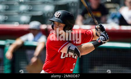 Utah second baseman Oliver Dunn slides during an NCAA college baseball ...
